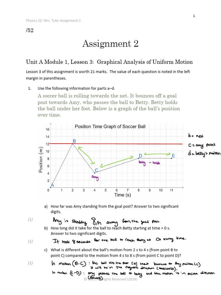 Graphical Analysis of Motion Assignment | PDF | Velocity | Acceleration