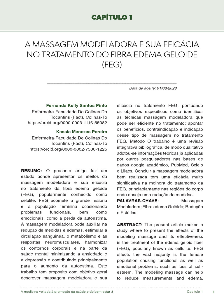 A Massagem Modeladora e Sua Eficacia No Tratamento Do Fibra Edema Geloide Feg 2 | PDF | Pele ...