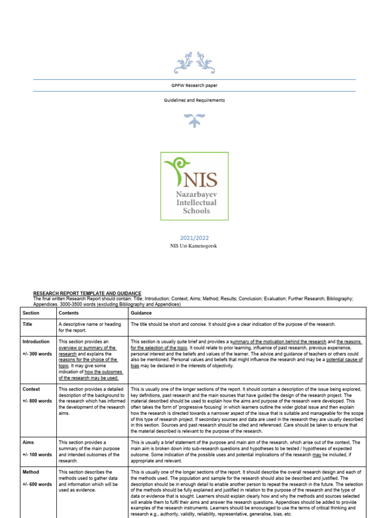 New GP Research Paper Guidelines 2021 - 2022 | PDF | Methodology | Data
