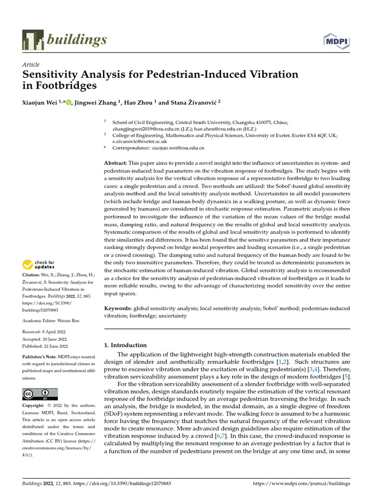Sensitivity Analysis For Pedestrian-Induced Vibration | PDF | Sensitivity Analysis | Mathematics