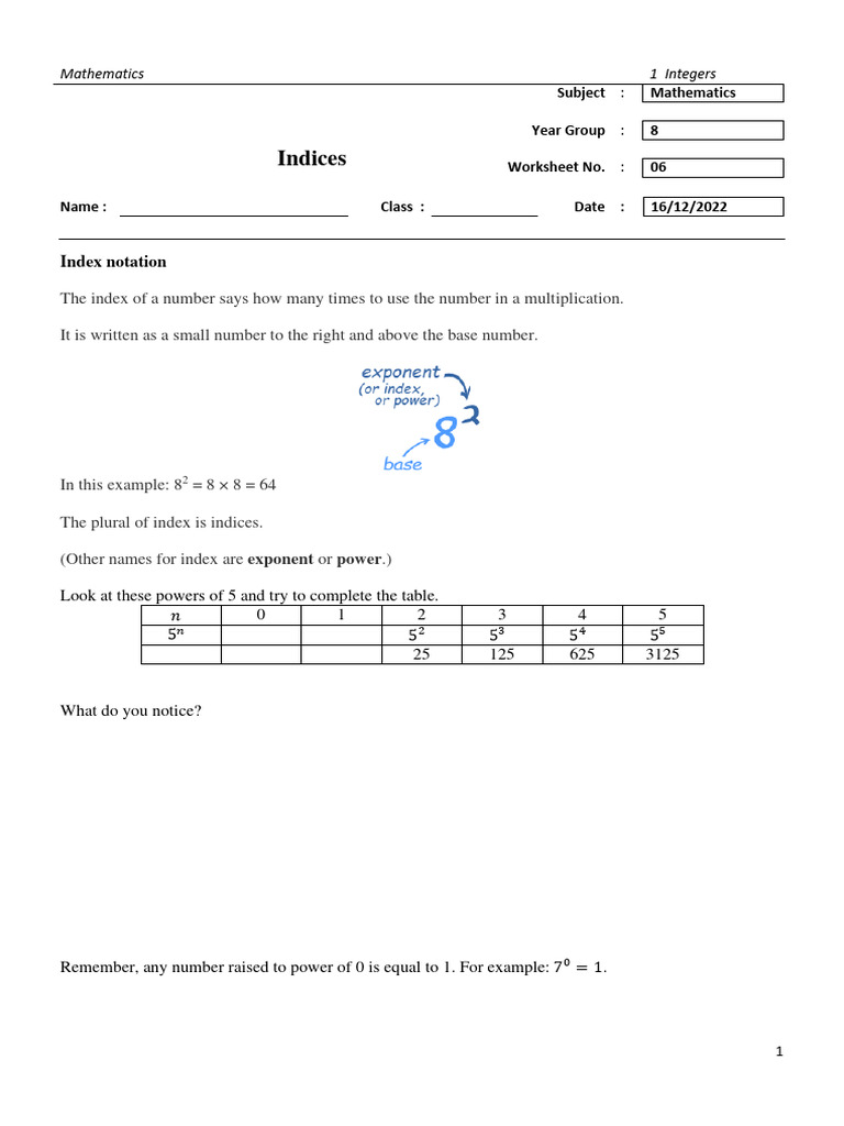 Indices | PDF | Numbers | Mathematical Objects