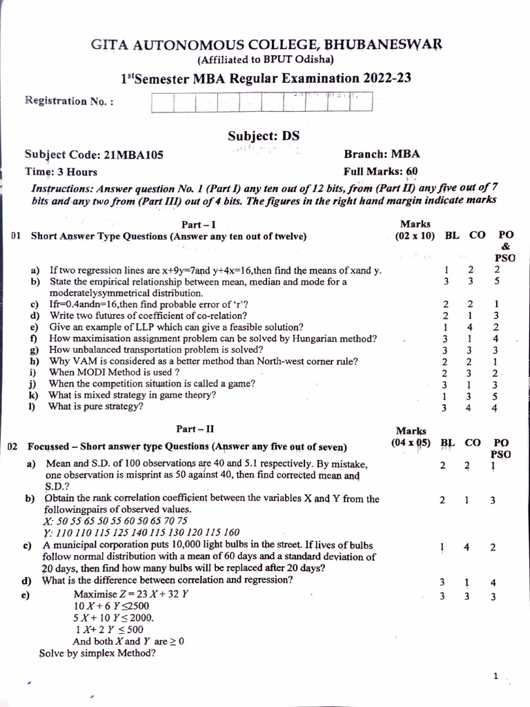 1st Sem Question Paper | PDF | Elasticity (Economics) | Price ...