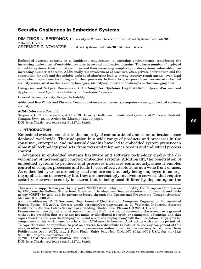 Security Challenges in Embedded Systems | PDF | Computer Network ...