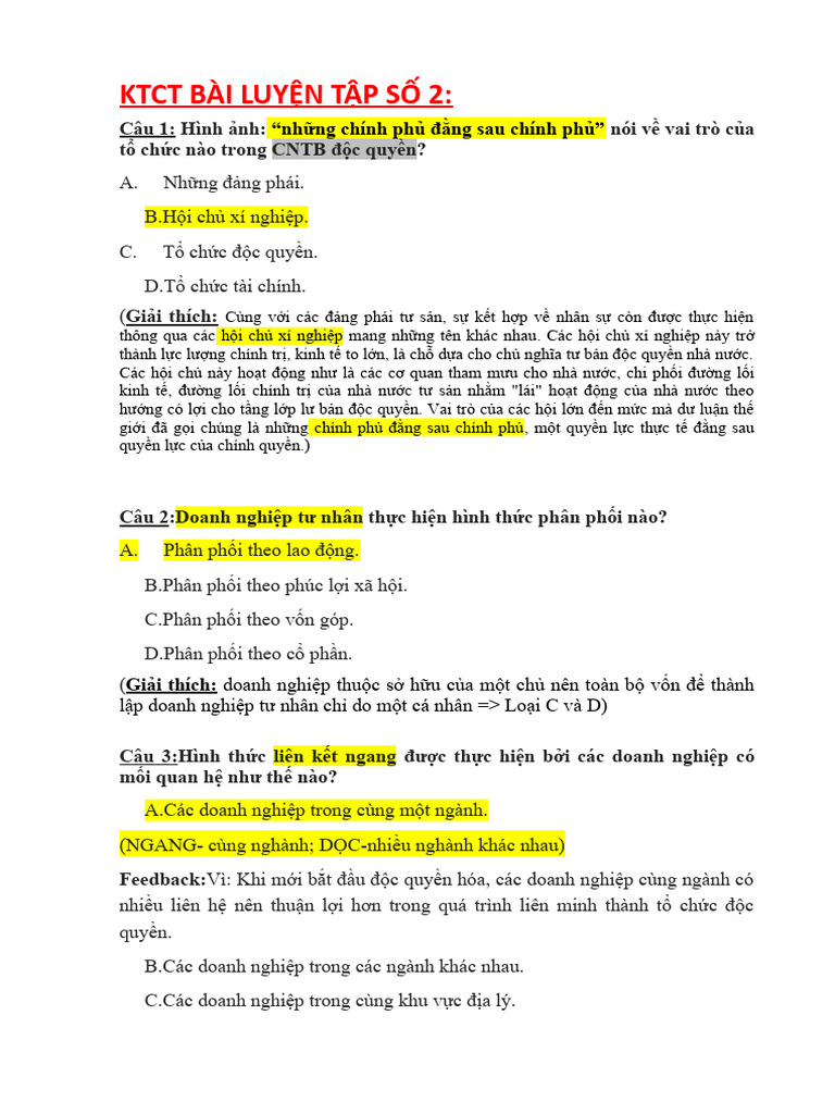 BT trắc nghiệm KTCT | PDF