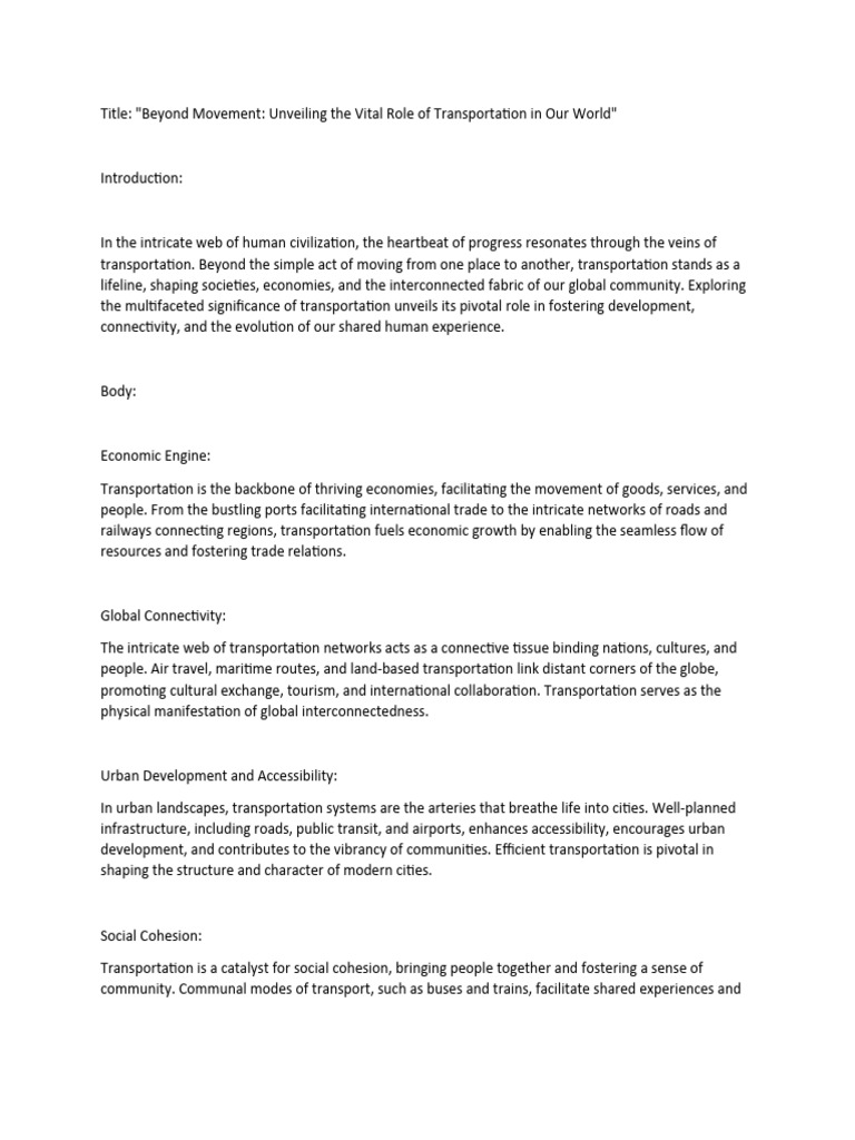 History of Transportation | PDF | Transport | Sustainability