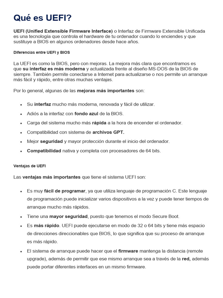 Qué Es UEFI | PDF | Arranque | Bios