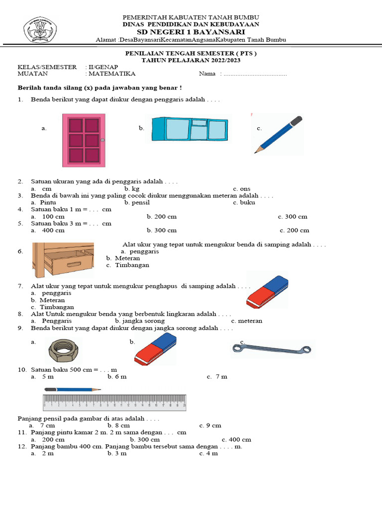 PTS Genap Kelas 2 2023 | PDF | Griya & Taman