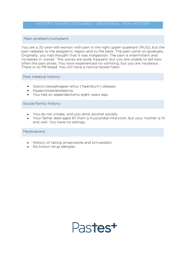 History Taking - Pastest | PDF | Breast Cancer | Headache