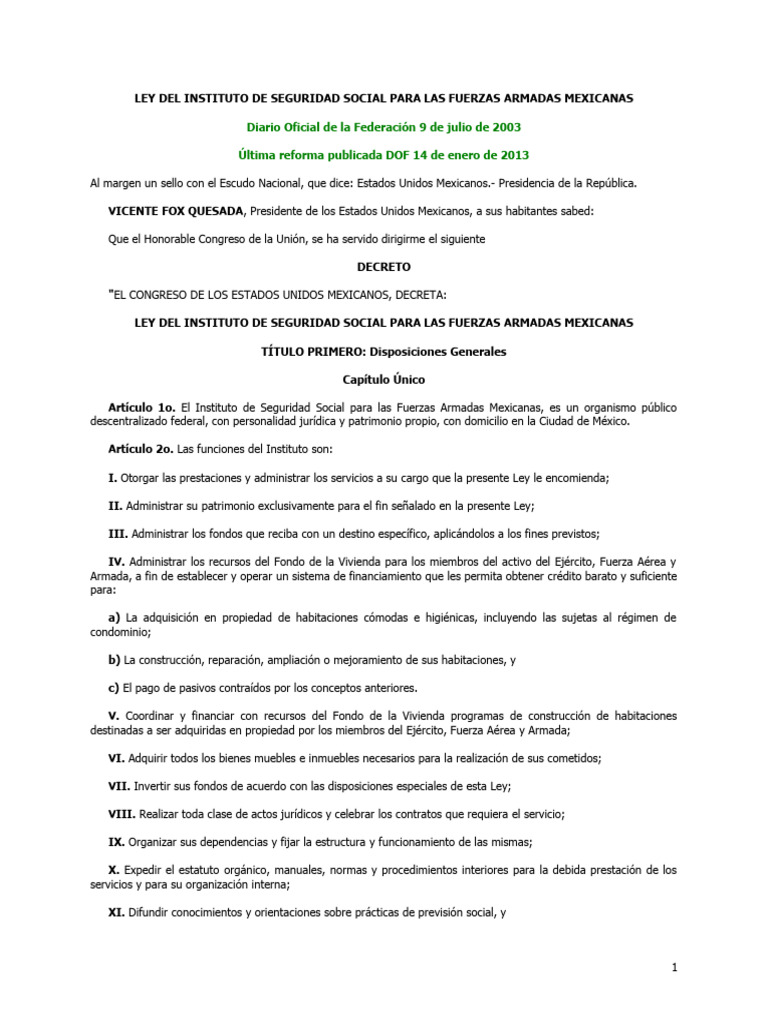 Ley Del Issfam | PDF | Oficial general | México