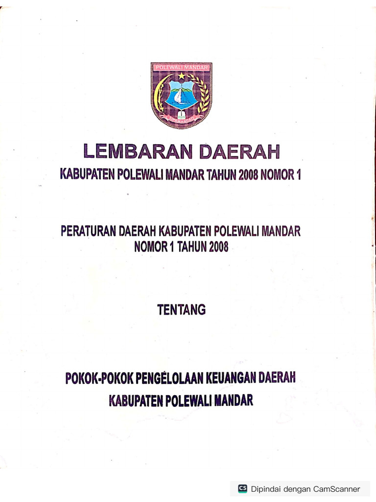 Perda No. 1 Tahun 2008 Tentang Pokok-Pokok Pengelolaan Keuangan Daerah Kab. Polman | PDF