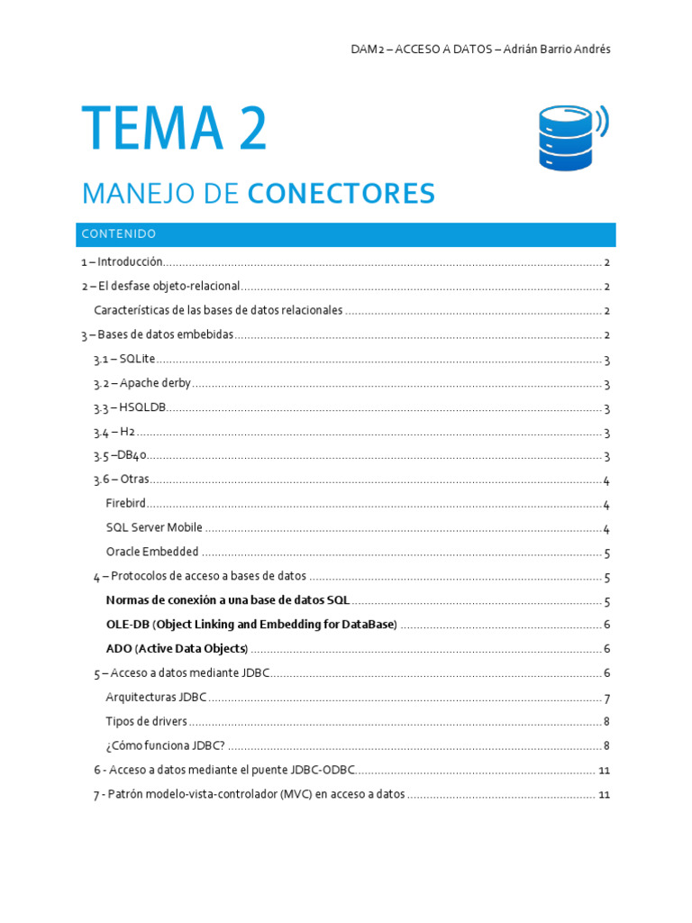 TEMA 2 - Manejo de Conectores | PDF | Bases de datos | SQL