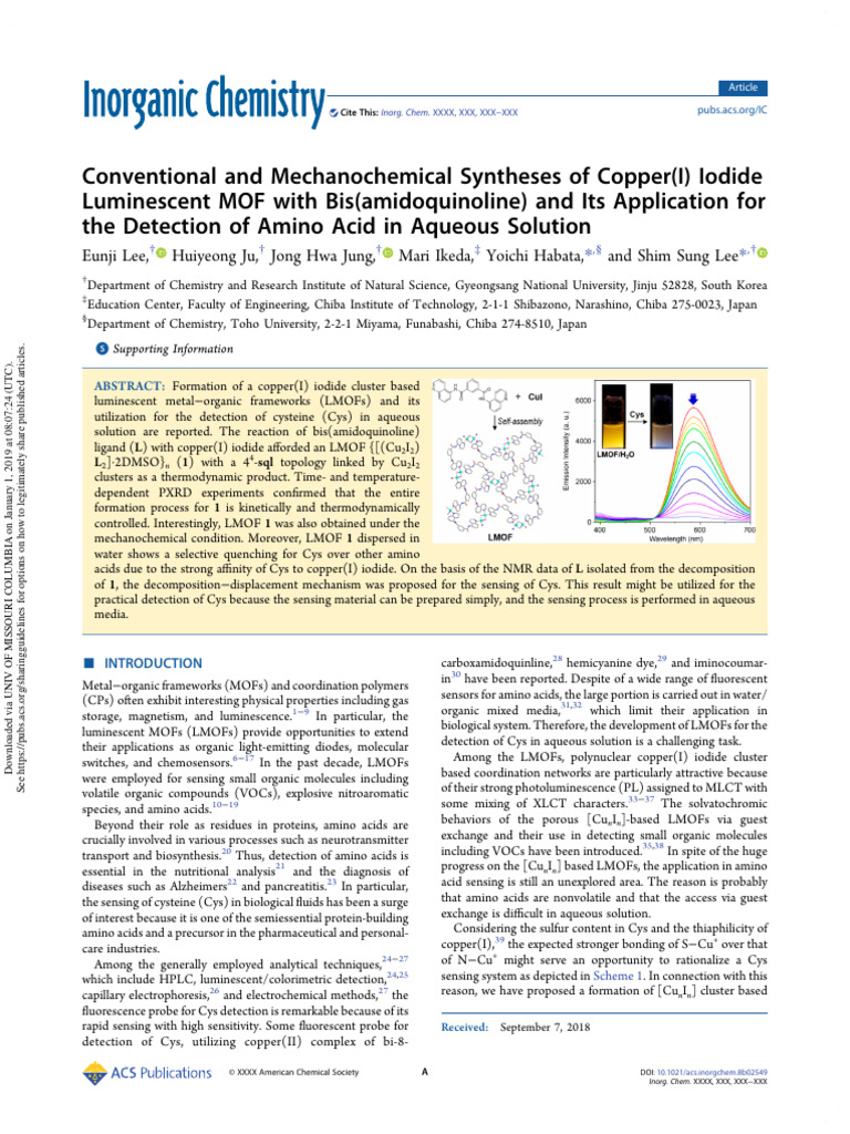 Copper I Iodide Pdf Chemical Reactions Cysteine