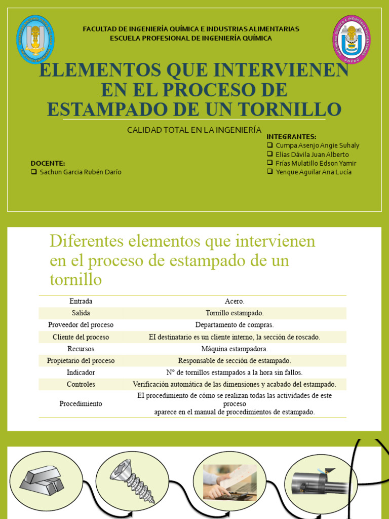 Elementos del Proceso de Estampado de Tornillos | PDF