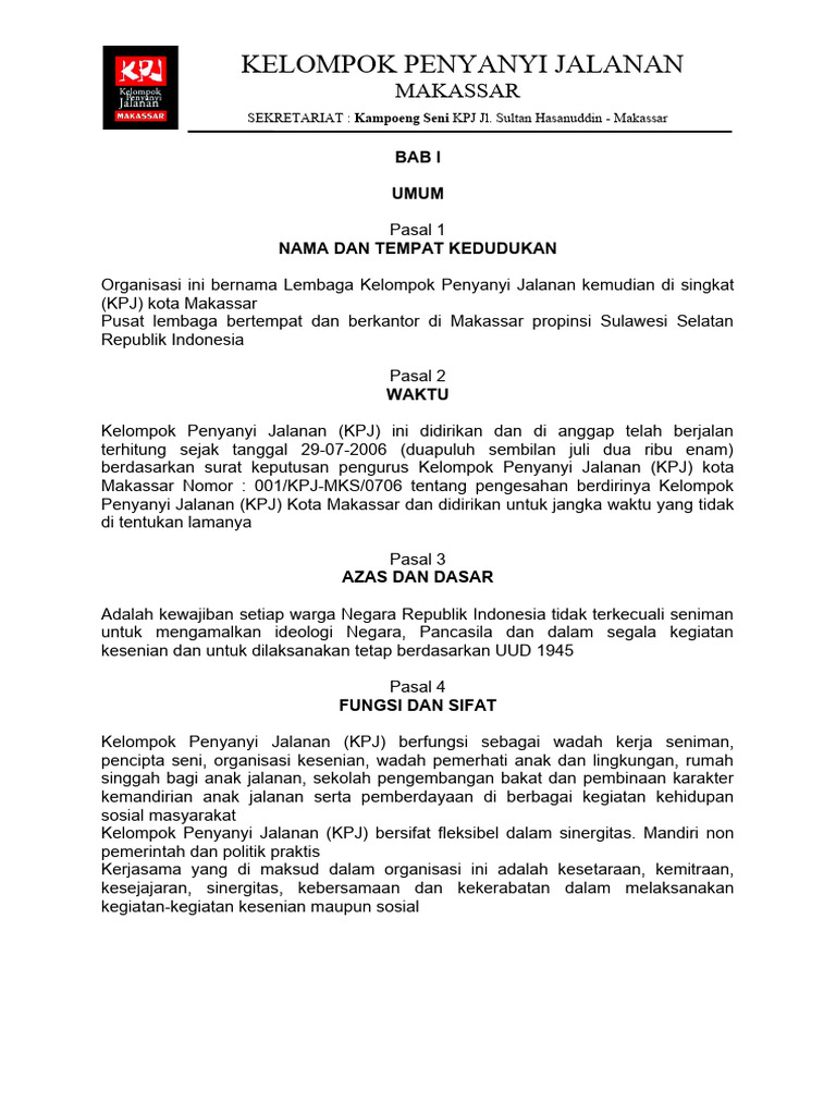 Contoh AD ART Komunitas | PDF Contoh AD ART Komunitas | PDF