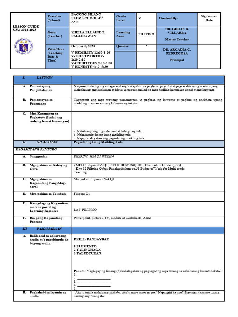 Filipino 5 Q1 Oct.6 2023 | PDF