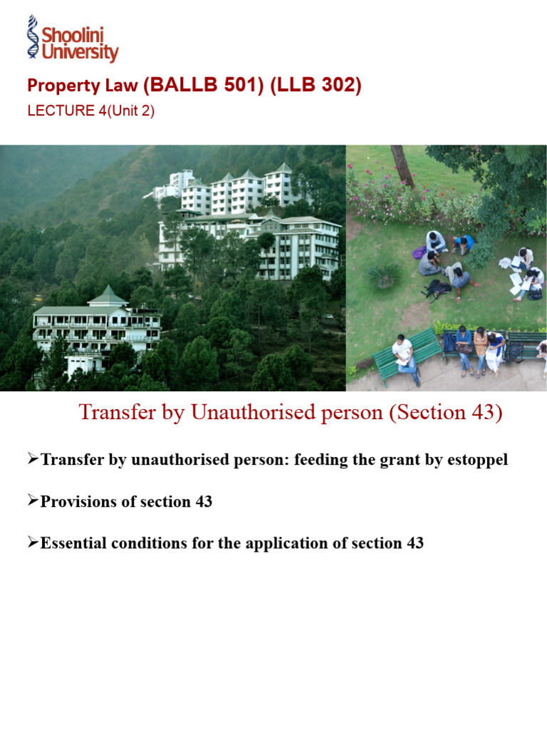 Transfer by Unauthorised Person Unit 2 L4 | PDF | Estoppel | Civil Law ...