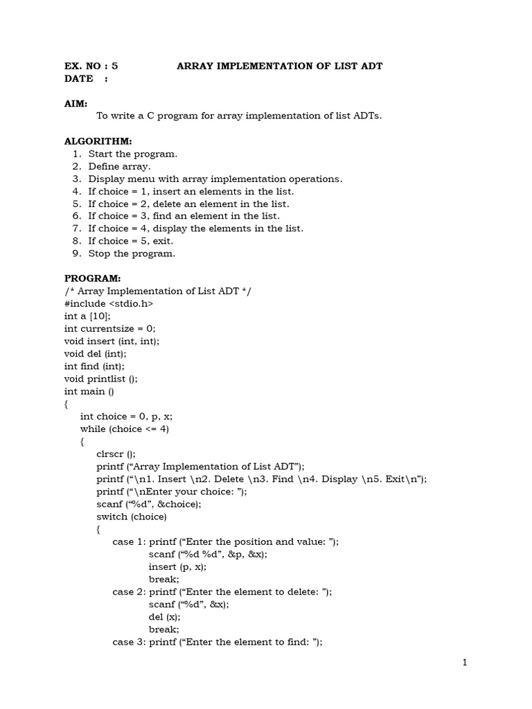 Ex 5 - DSCP Lab | PDF | Computer Programming | Algorithms And Data ... Ex 5 - DSCP Lab | PDF | Computer Programming | Algorithms And Data ...