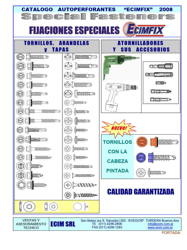 Catalogo Ecim Tornillo Autoperforante Pdf Tornillo Madera