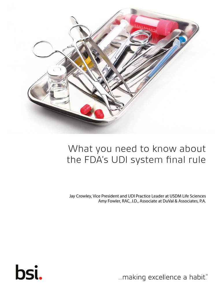 BSI MD FDA Udi System Final Rule Whitepaper | PDF | Medical Device | Federal Food