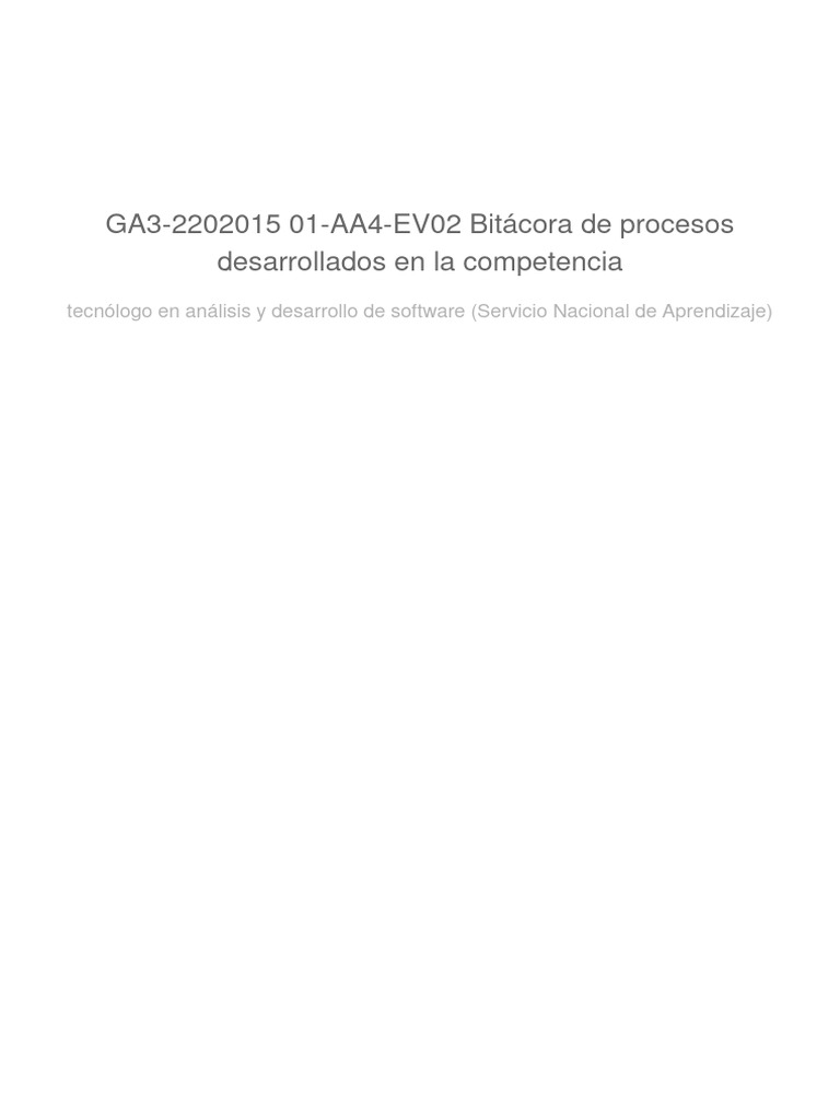 Ga3 2202015 01 Aa4 Ev02 Bitacora de Procesos Desarrollados en La Competencia | PDF | Física ...