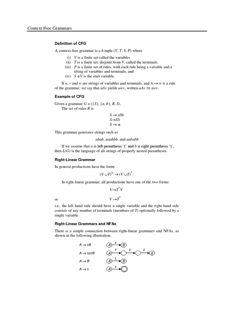 Lecture 11 - Context Free Grammars (CFG) | PDF | Grammar | Computer Programming