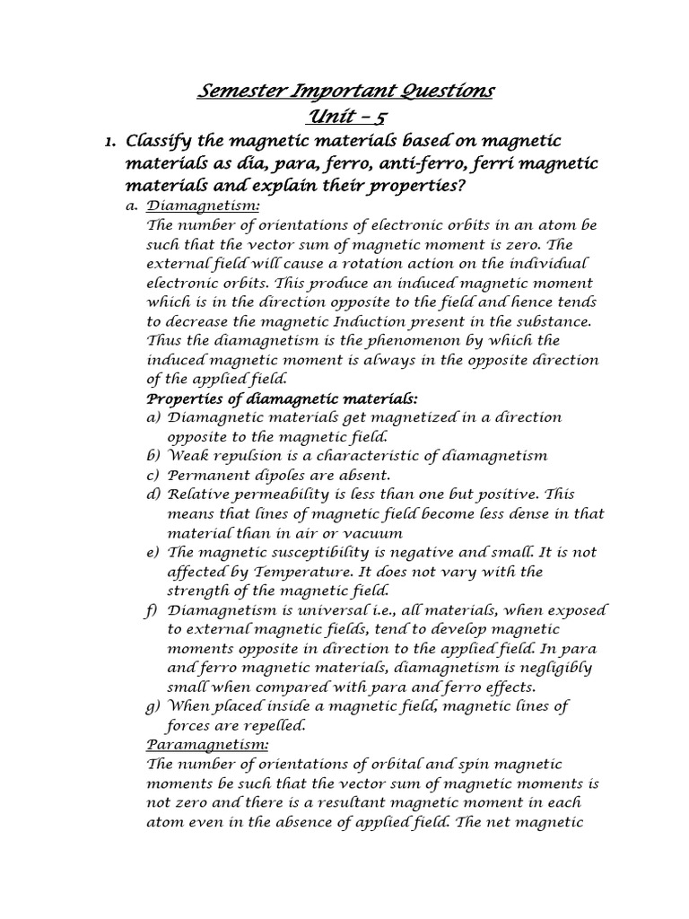 Ap Unit 5 | PDF | Ferromagnetism | Superconductivity