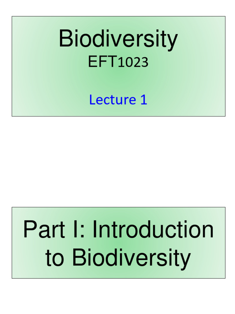 Lecture 1 (Part I) | PDF | Biodiversity | Ecosystem