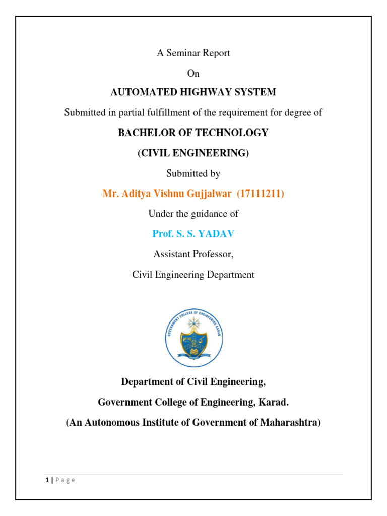 Sample Seminar Report For Reference | PDF | Automation | Public Transport