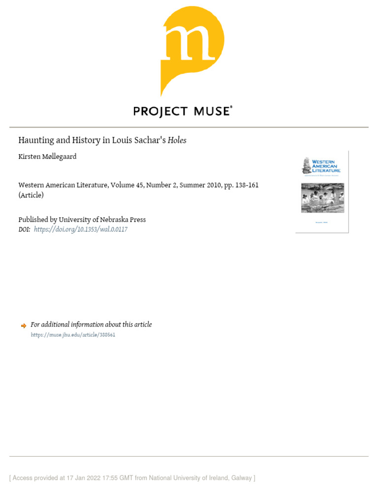 Haunting and History in Louis Sachar's Holes | PDF