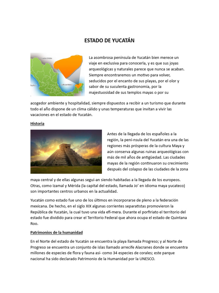 Historia y atractivos de Yucatán | PDF | Península de Yucatán