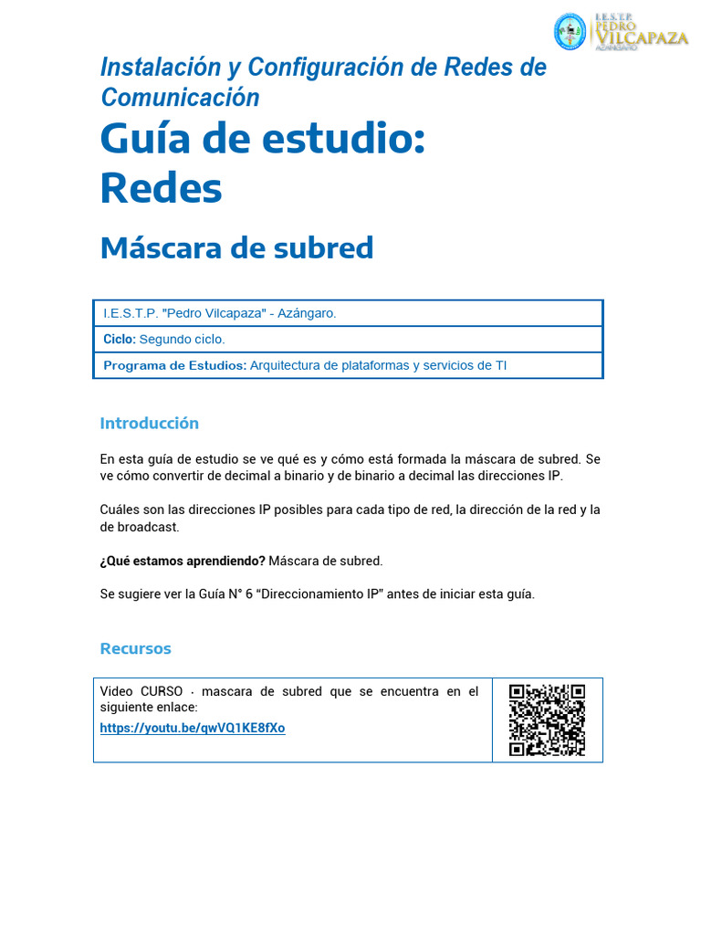 2 Mascara de Subred | PDF | Dirección IP | Protocolos de red
