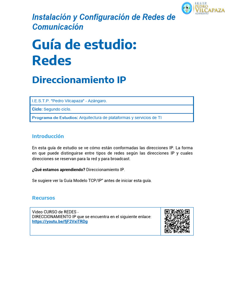 Guía de Direccionamiento IP | PDF | Dirección IP | Protocolos de internet