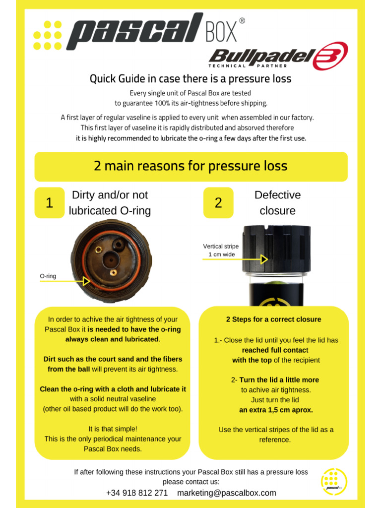 Pascal Box Bullpadel Quick Guide in Case There Is A Pressure Loss | PDF