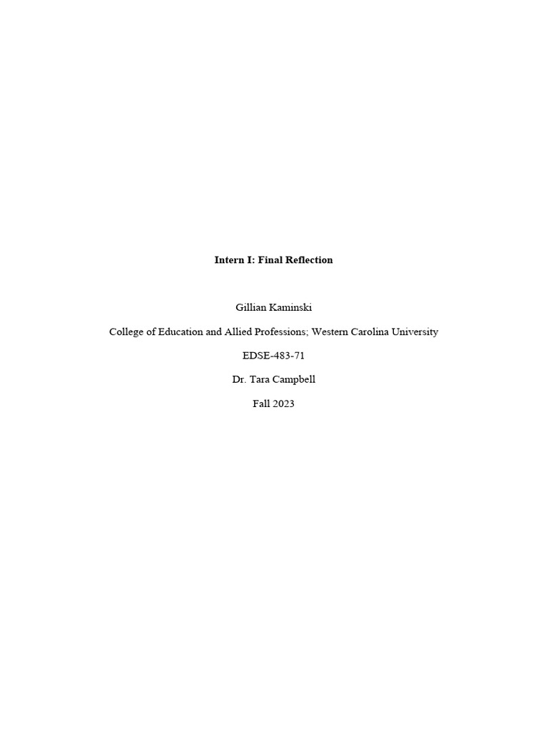 Intern I Final Reflection | PDF | Teachers | Learning