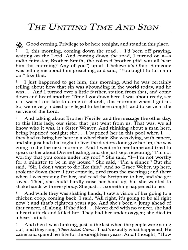 63-0818 The Uniting Time and Sign VGR | PDF | Jesus | God The Father