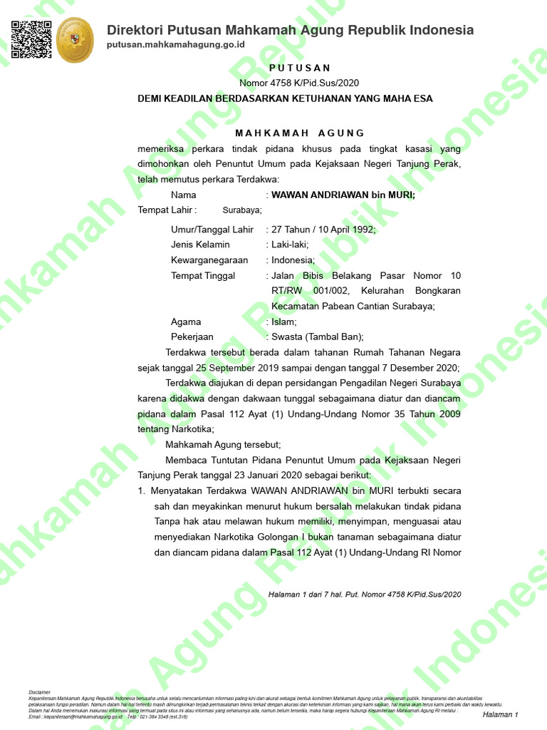 Putusan 4758 K Pid - Sus 2020 20231112165625 | PDF