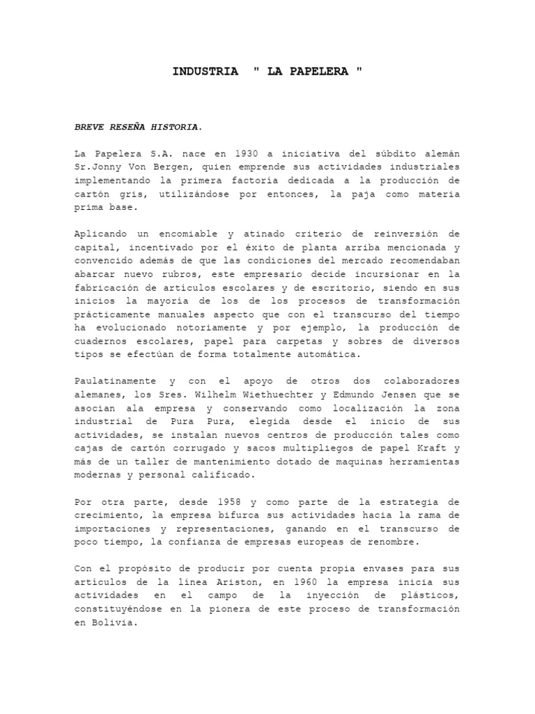 Pape Lera Industria | PDF | Papel | Salario