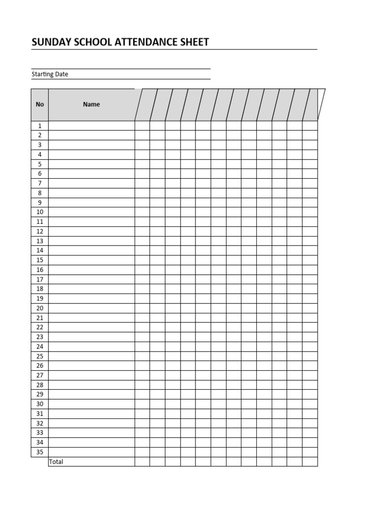 Sunday School Attendance Sheet V1.0 | Download Free PDF | Bible