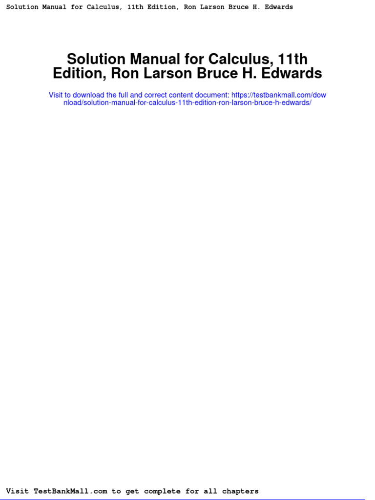 Solution Manual For Calculus 11th Edition Ron Larson Bruce H Edwards