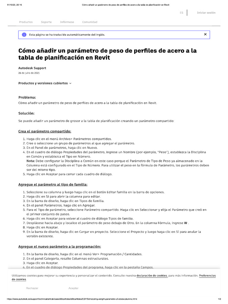Cómo añadir un parámetro de peso de per...o a la tabla de planificación en Revit | PDF