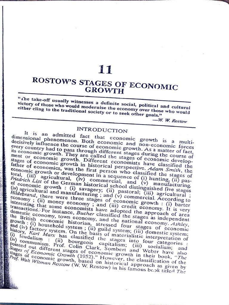 Rostows Stages of Growth | PDF | Economic Growth | Economics
