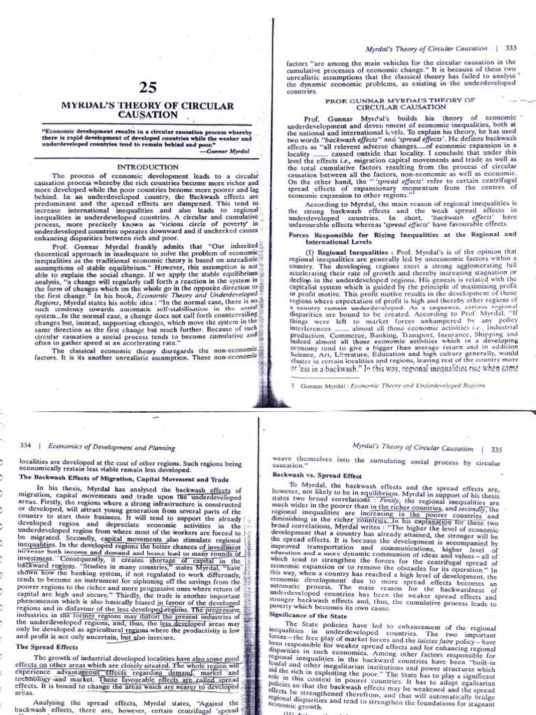 Myrdals Theory of Circular Causation | PDF