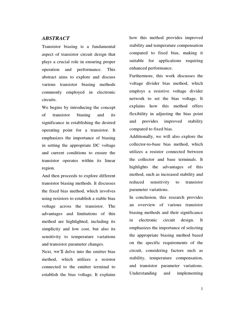 Exploring Transistor Biasing Methods Research - Copy - Copy-1 | PDF | Amplifier | Bipolar ...