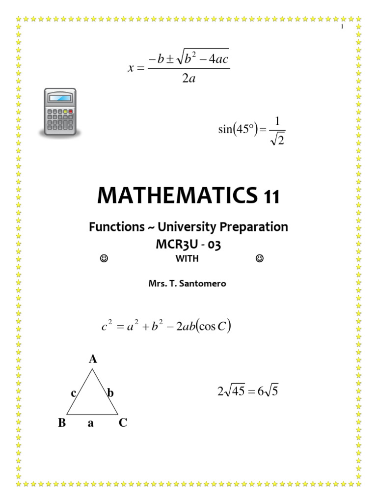 MCR3U Course Outline 2023-2024 | PDF | Trigonometric Functions ...