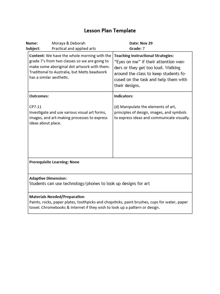 Lesson Plan November 29 7s | PDF | Lesson Plan | Cognition