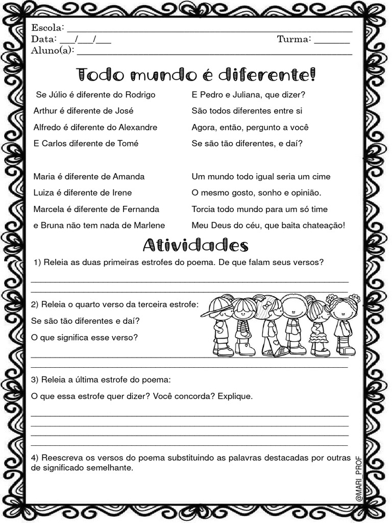 Atividade: Todos são Diferentes! | PDF | Artes Linguísticas e Disciplina