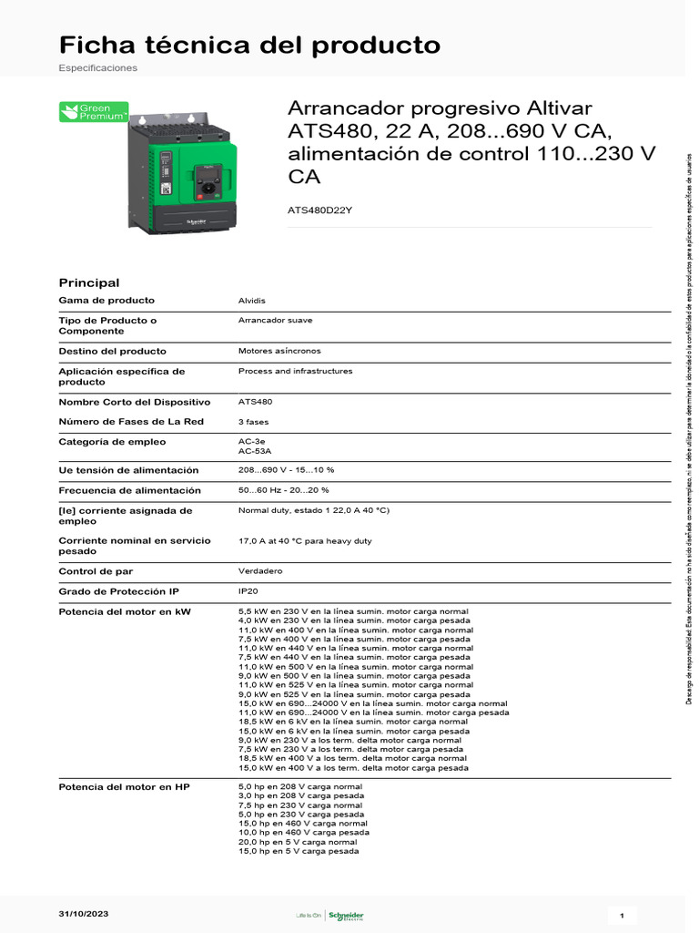 Arrancador Suave Altivar ATS480 22A | PDF | Residuos | Cantidades fisicas