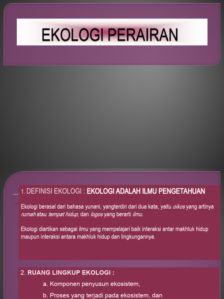 Ekologi Perairan | PDF
