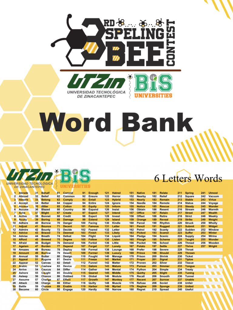 Spelling Bee Word Bank List | PDF