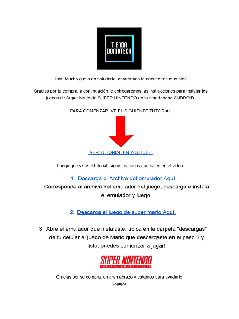 Instrucciones Super Mario Android | PDF